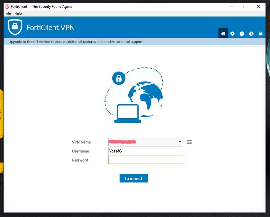 התקנת forticlient למטרת חיבור מרחוק למקום העבוד